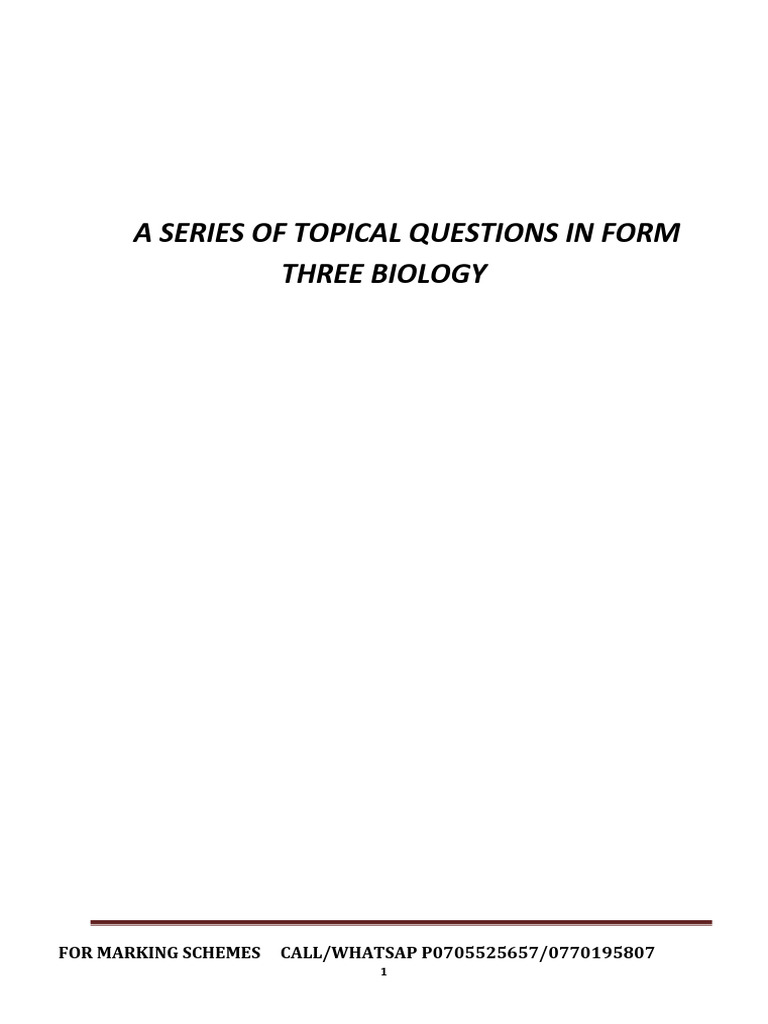 Kcse Bio F3 Topicals | PDF