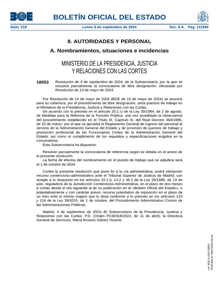Boe A 2024 18053 | PDF | Gobierno