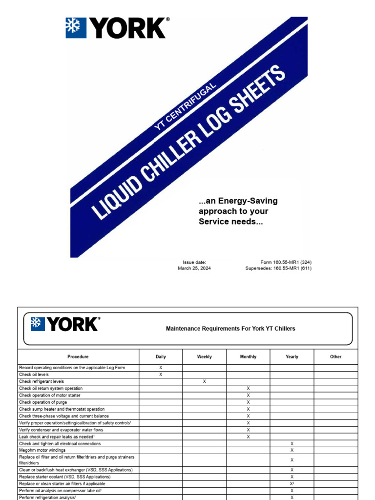 Chiller York Log Sheet | PDF