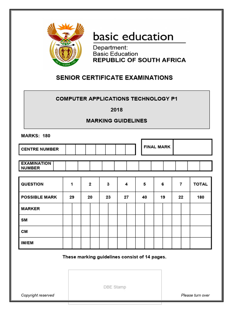 NSC June 2018 Computer Application Technology P1 Memo | PDF