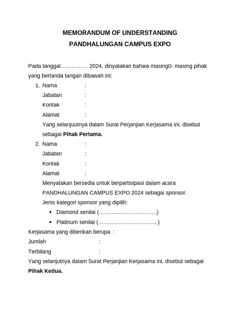 Mou Sponsorship 2 Pdf