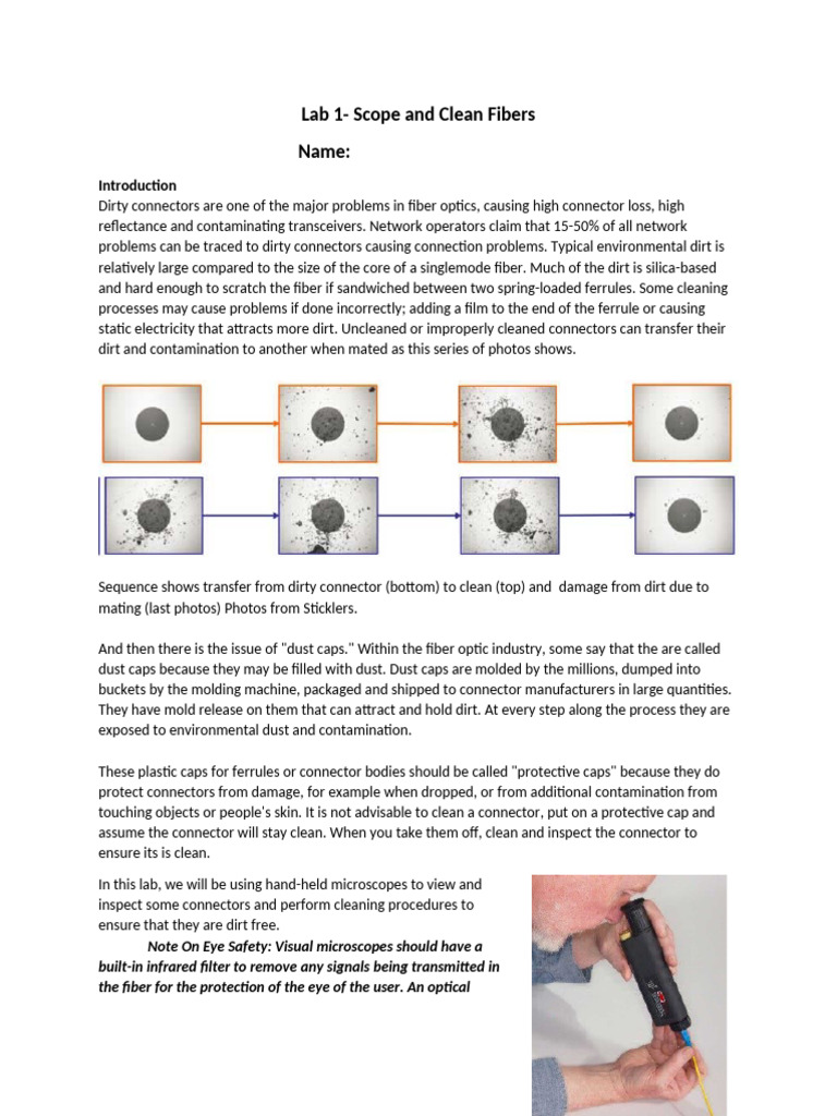 Lab 1 - Scope and Clean Fibers | PDF