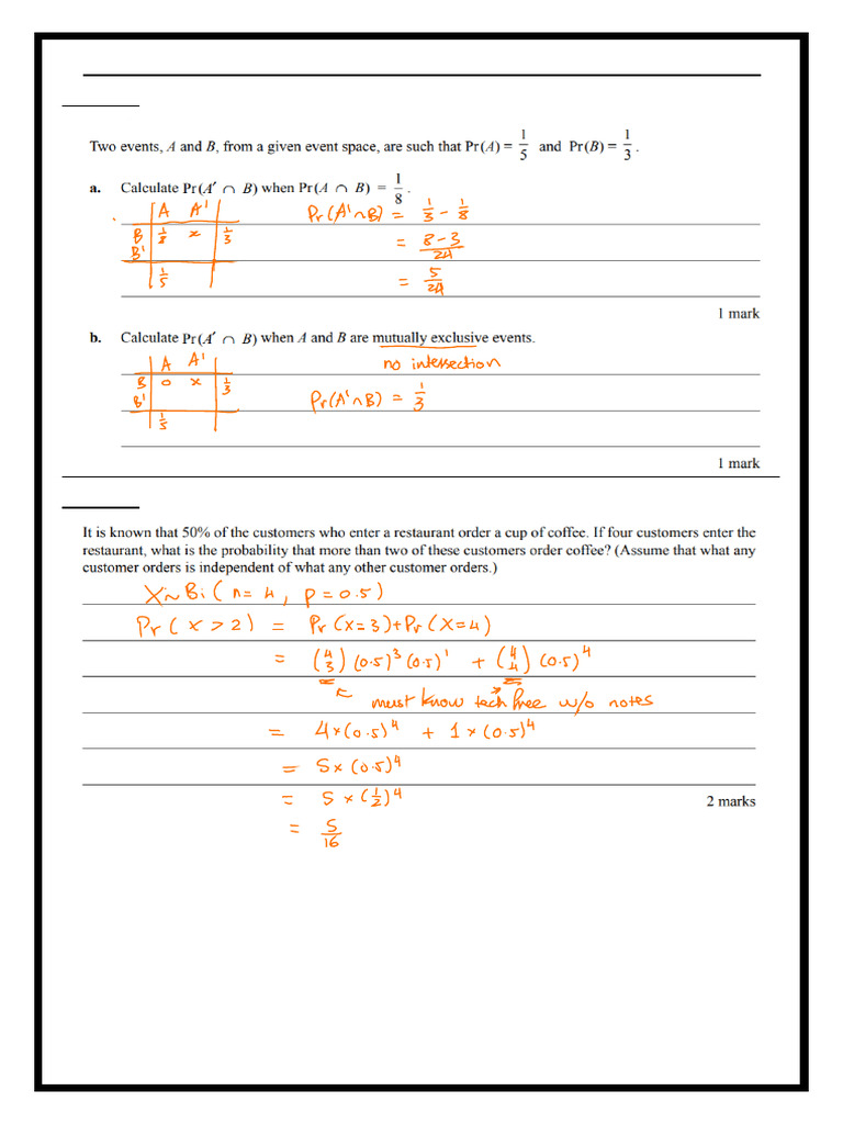 Probability and Binomial Distributions - Examination Questions (BLACK ...