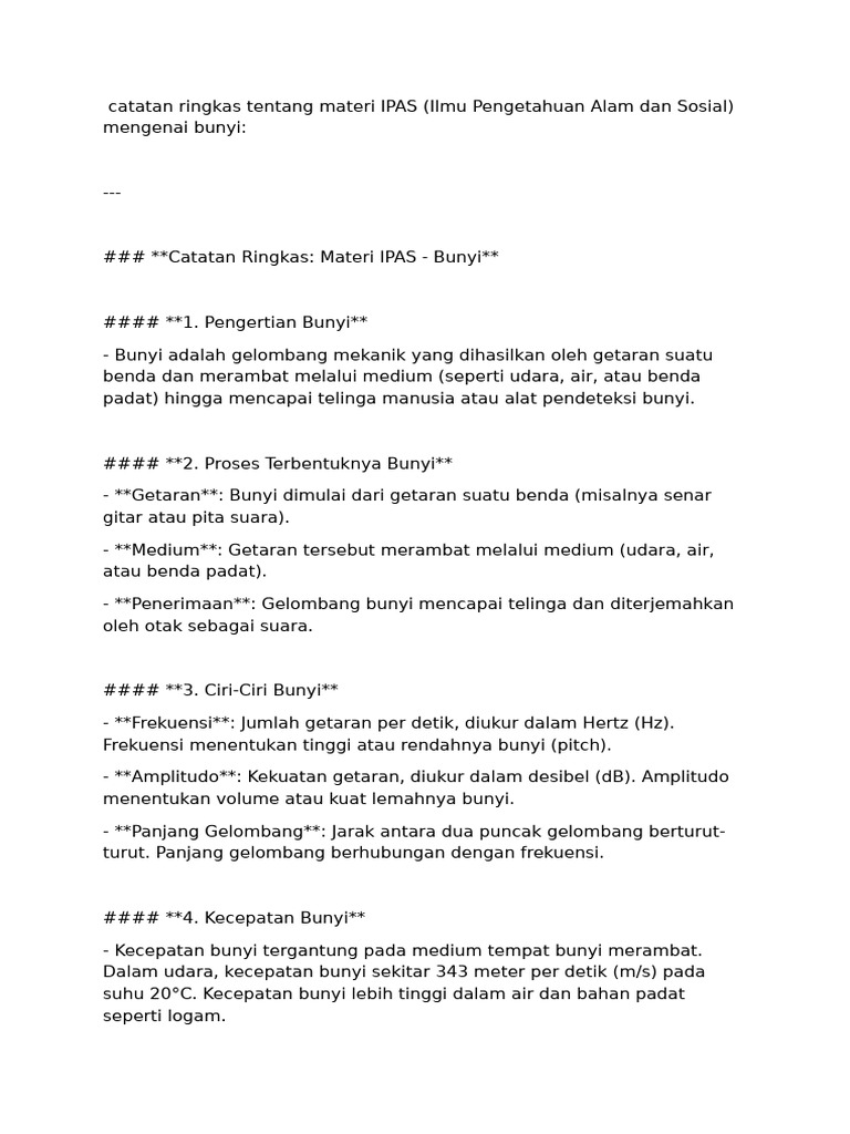 Catatan IPAS BUNYI | PDF | Technology & Engineering