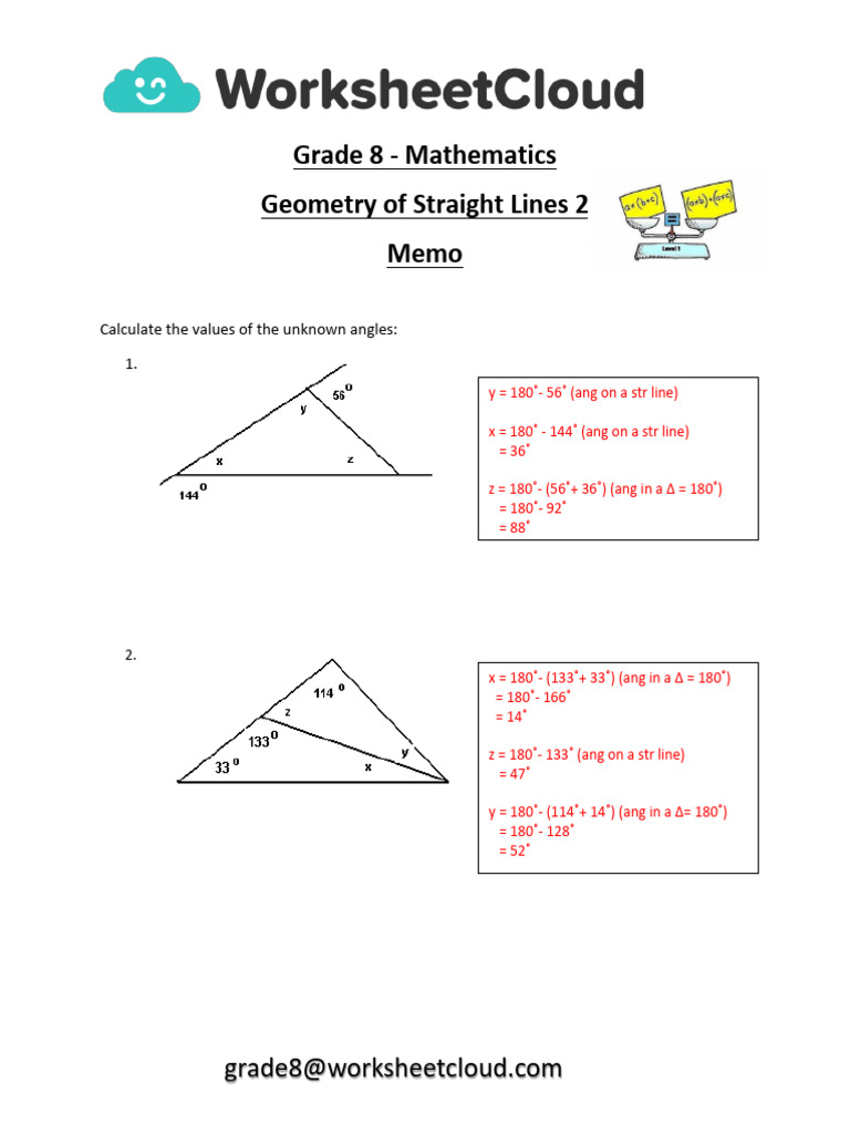 WSC Gr8 Maths Geometry of Straight Lines 2- -Memo | PDF