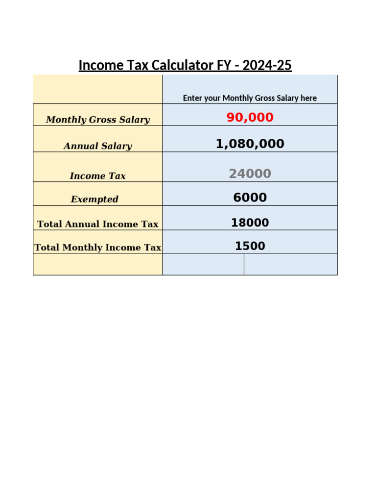 FY 2024.25 Tax Calculator | PDF