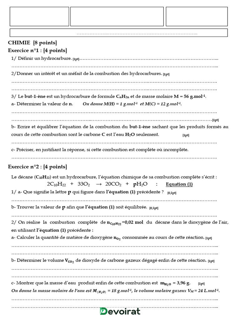 Devoir de Synthèse N°3 - Sciences physiques - 1ère AS (2022-2023) Mr BARHOUMI EZZEDINE (1) | PDF
