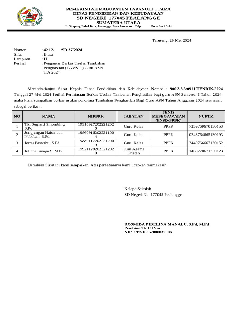 Surat Pengantar TAMSIL | PDF
