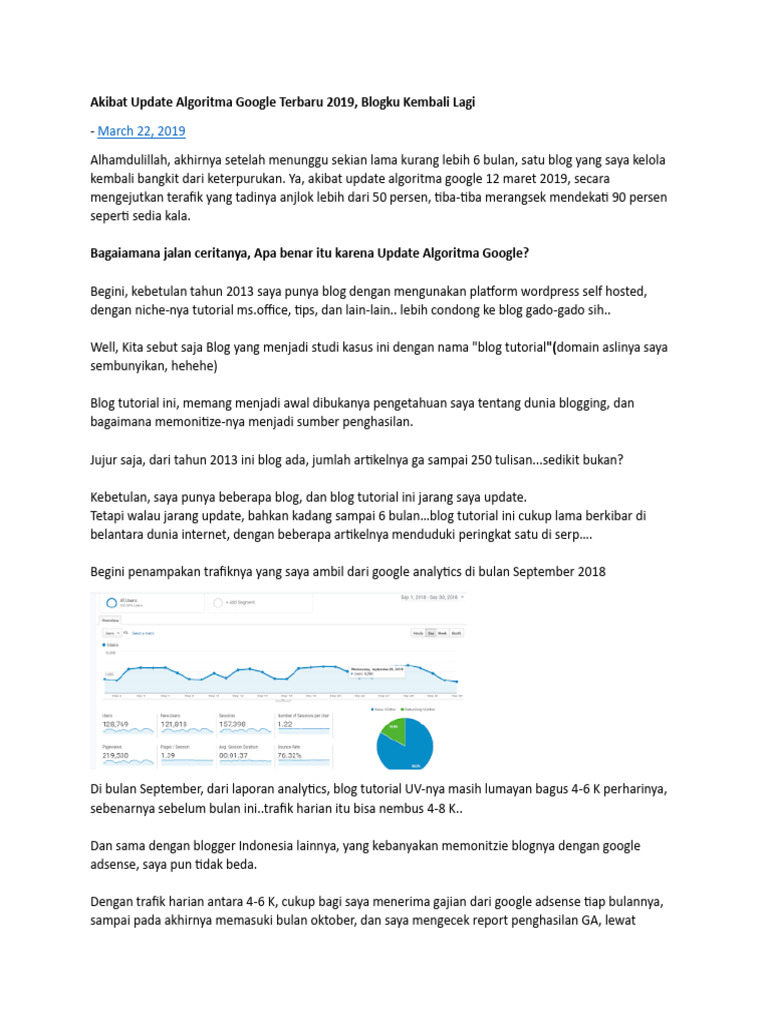 Akibat Update Algoritma Google Terbaru 2019 | PDF