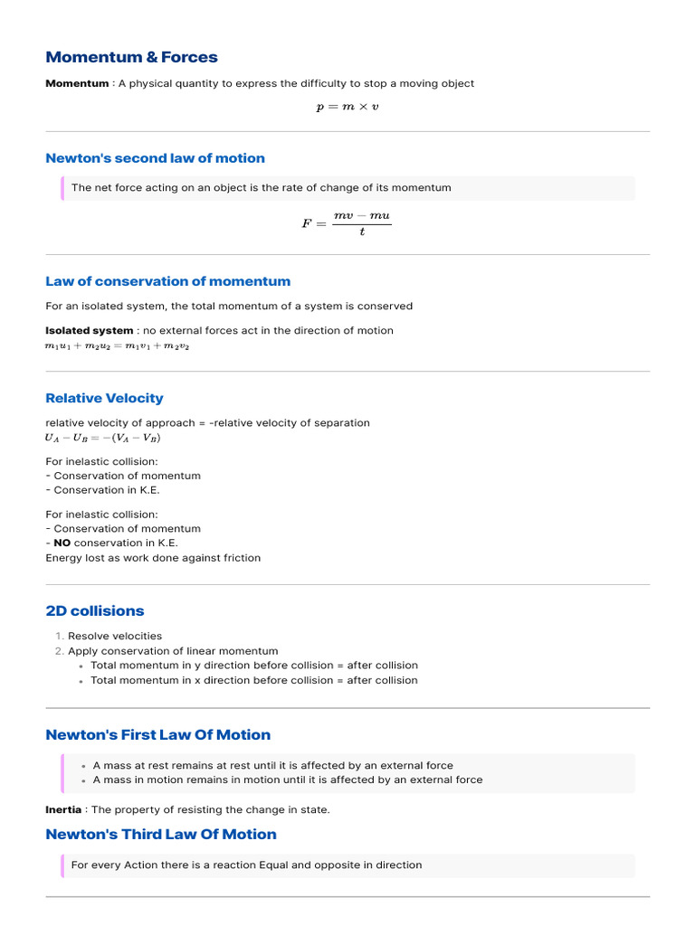 Momentum & Forces | PDF