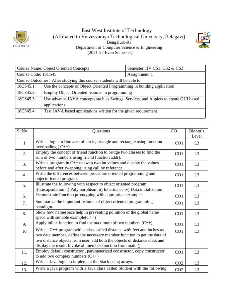 OOC First Assignment | PDF