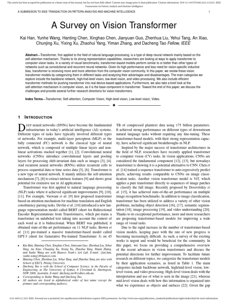 A Survey on Vision Transformer | PDF
