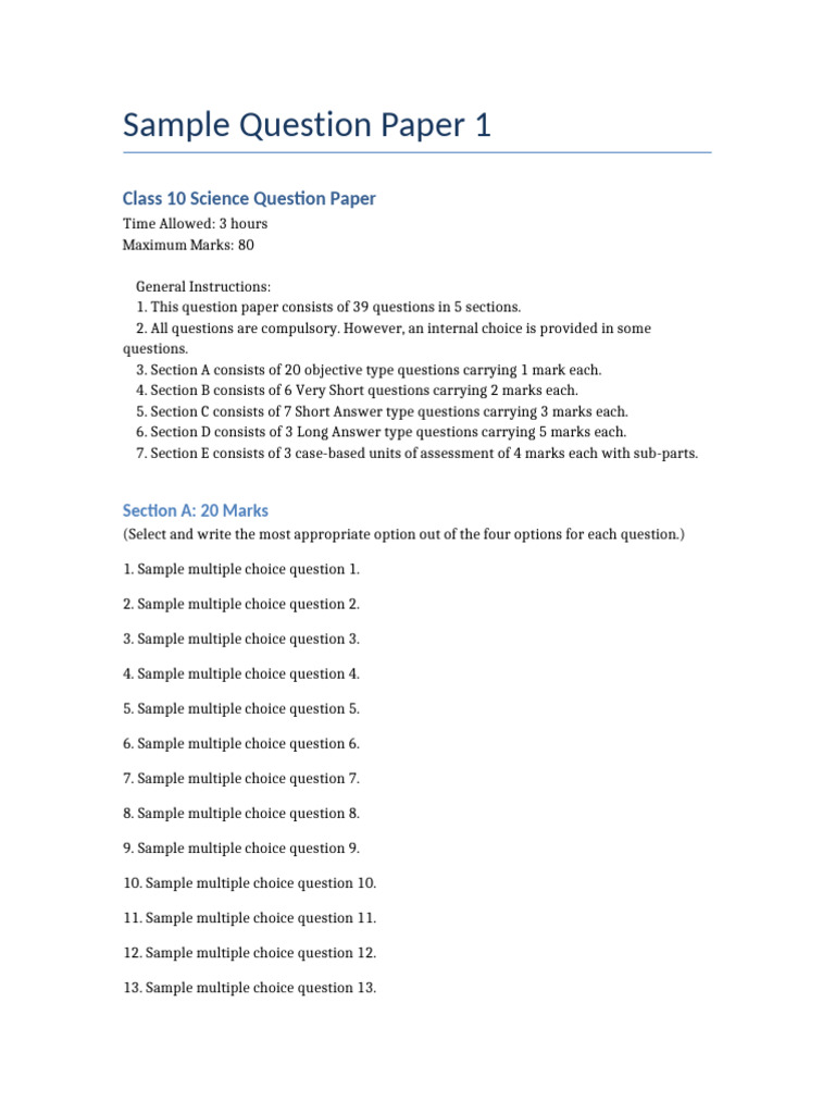 Sample_Question_Paper_1 | PDF Sample_Question_Paper_1 | PDF
