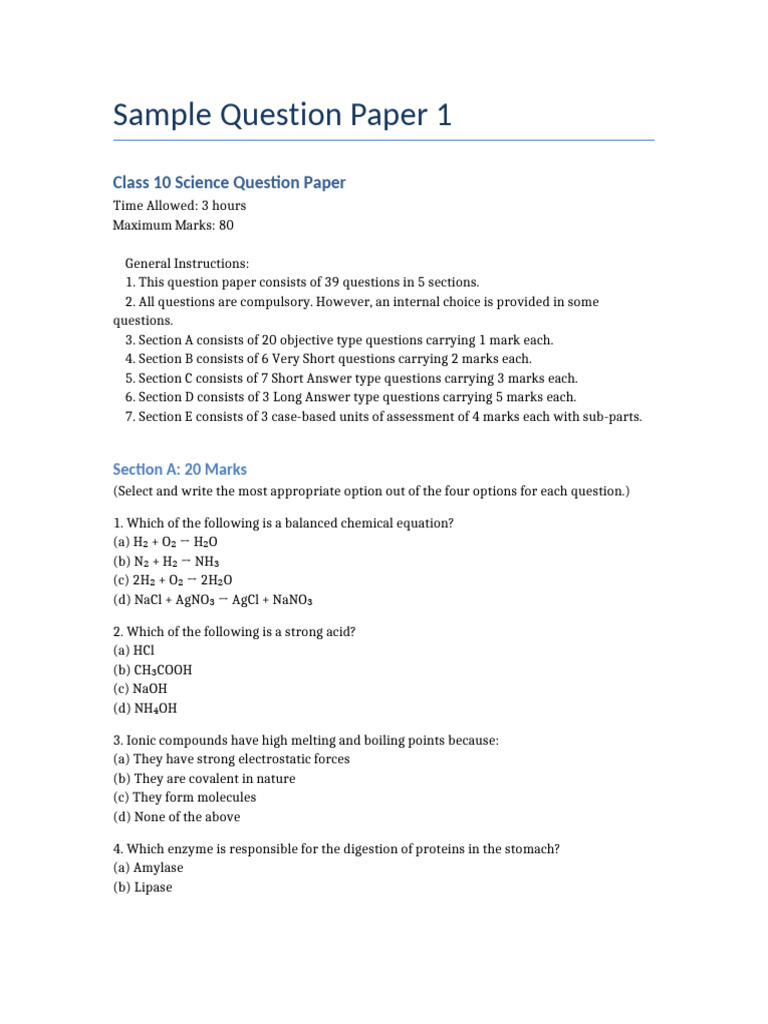 Real_Sample_Question_Paper_1 | PDF