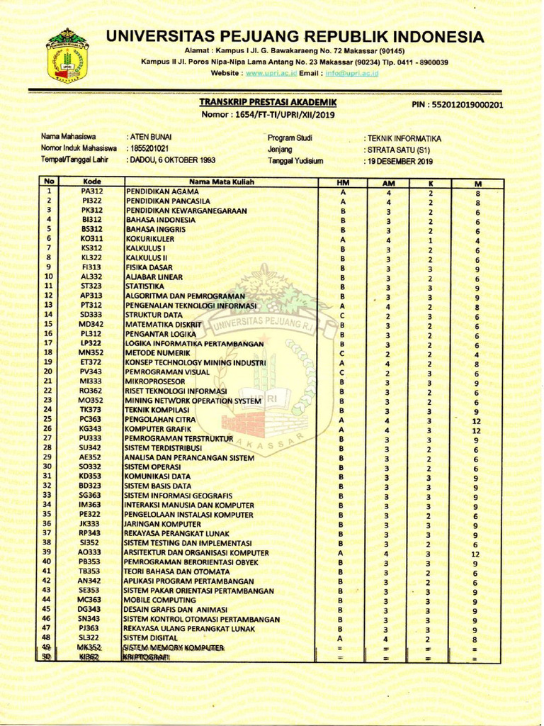 Transip Nilai Asli Ukuran 1000 KB PDF | PDF