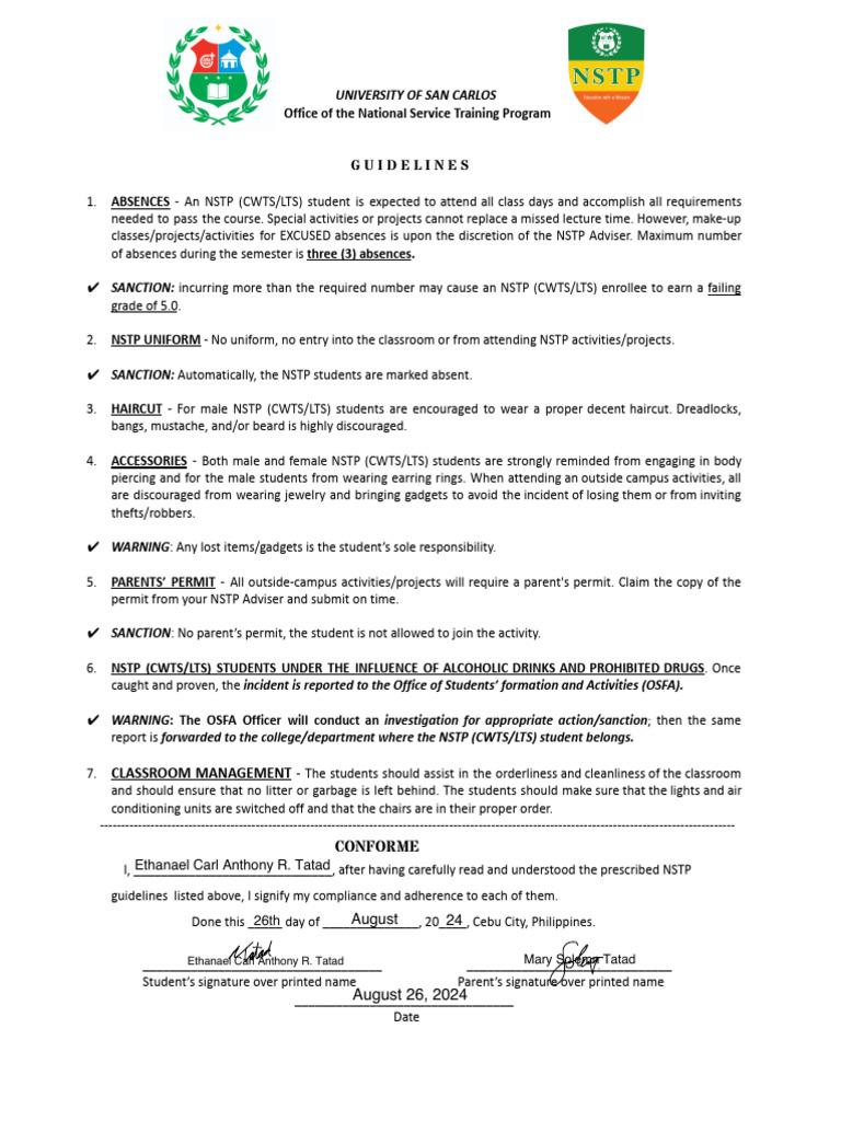 Tatad, Ethanael R. Conforme | PDF