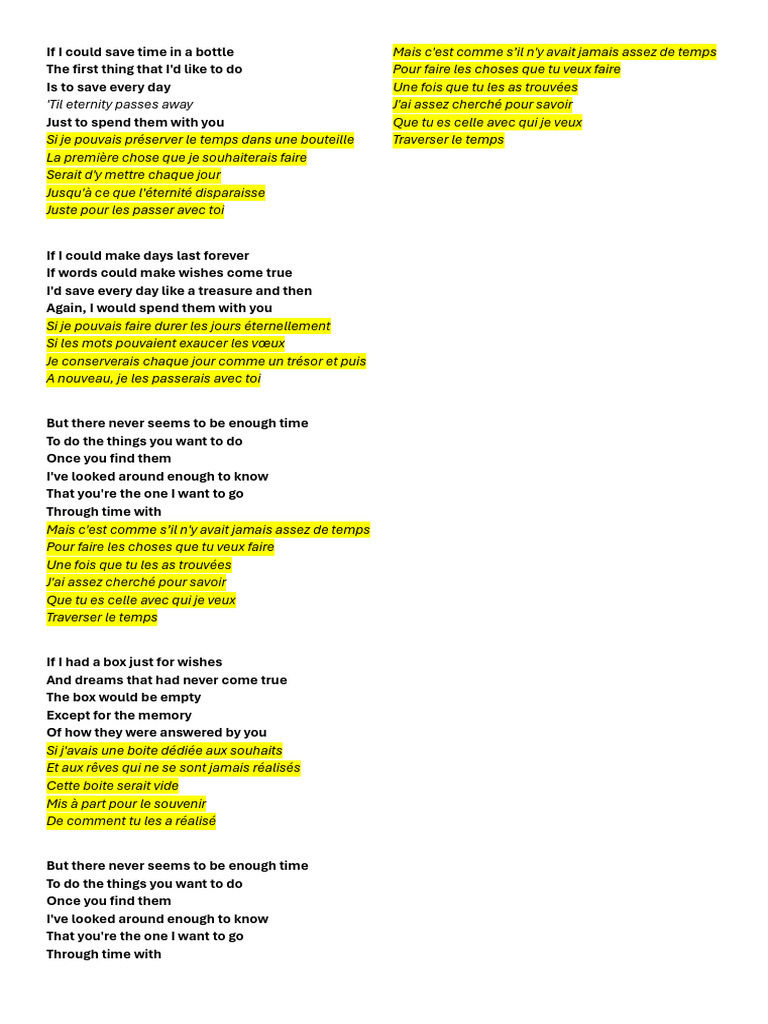 Paroles Jim Croce - Time in A Bottle | PDF