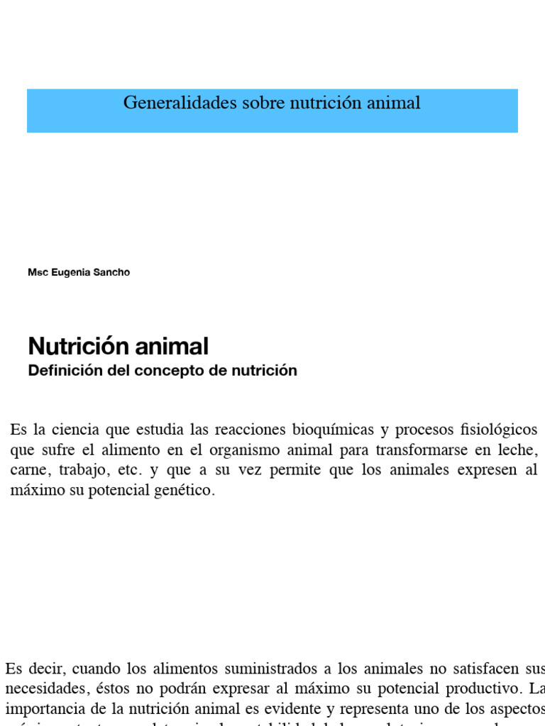 Generalidades de Nutricion Animal | PDF