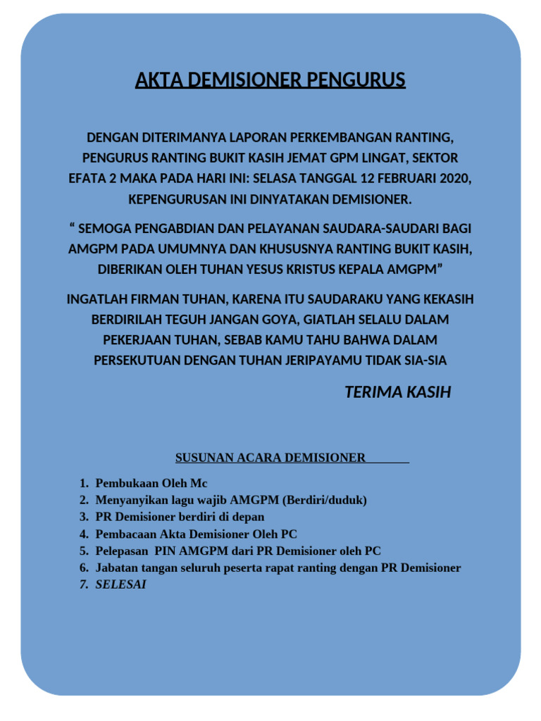 Akta Demisioner | PDF