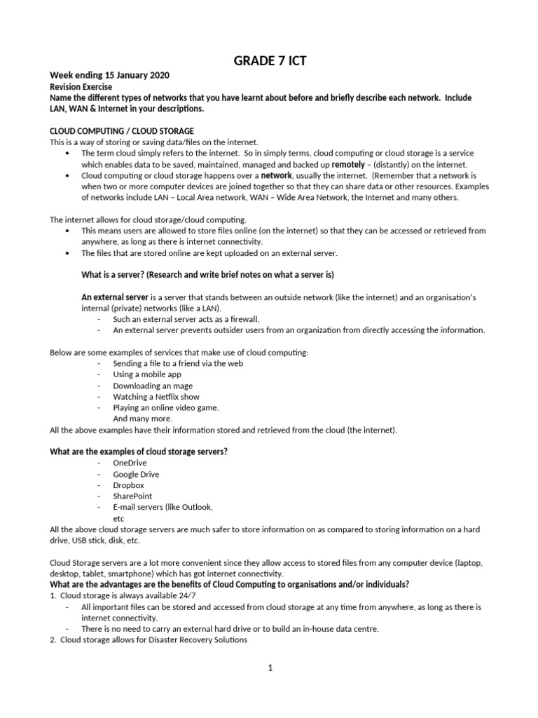 ICT GRADE 7 WORKBOOK January | PDF
