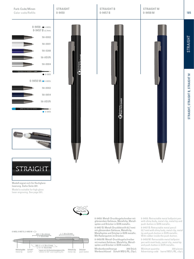 Color Code/refills: Straight 0-9450 Farb-Code/Minen Straight B 0-9457 B ...