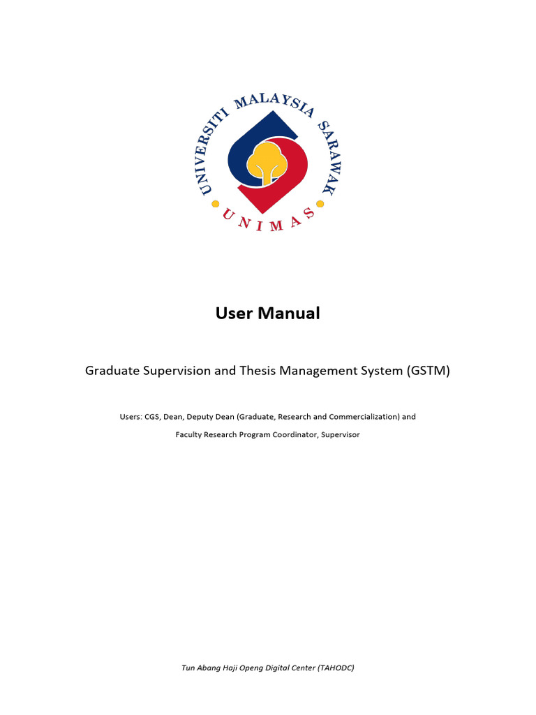 User Manual: Graduate Supervision and Thesis Management System (GSTM ...