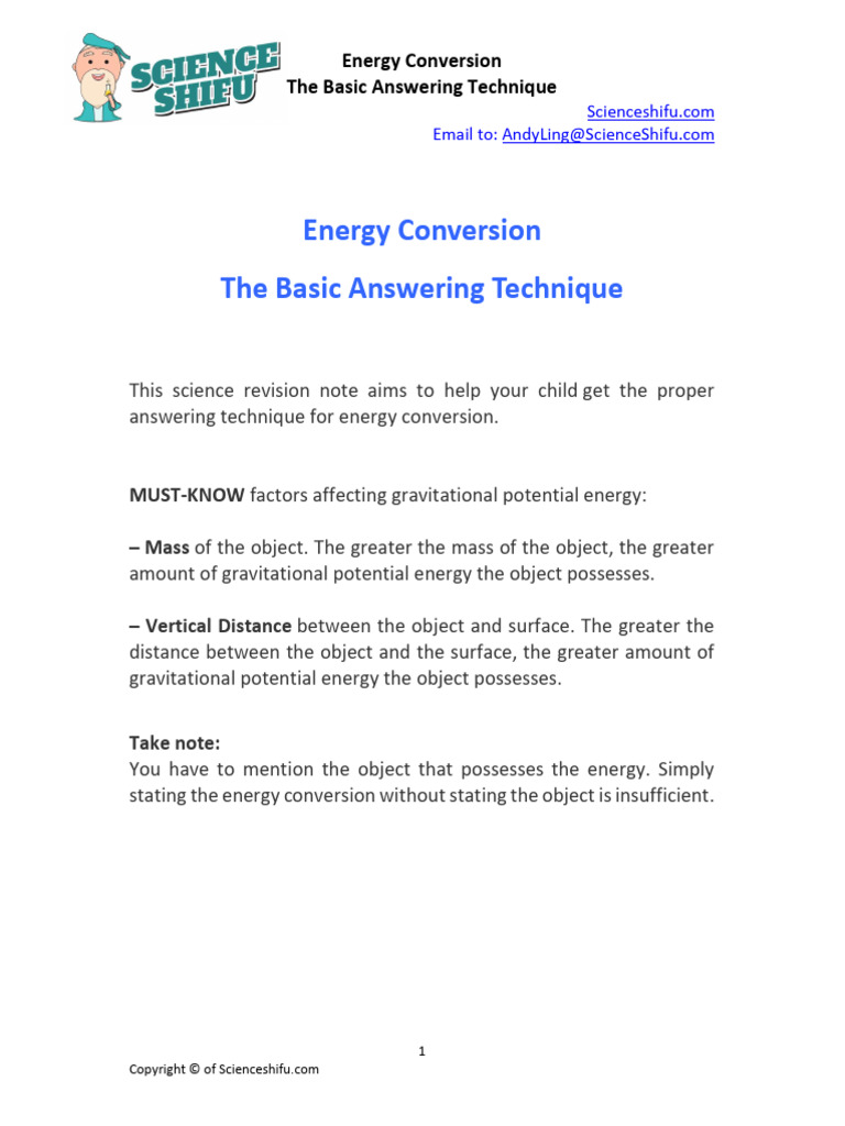 Science Revision Notes - Energy Conversion - The Basic Answering ... Science Revision Notes - Energy Conversion - The Basic Answering ...