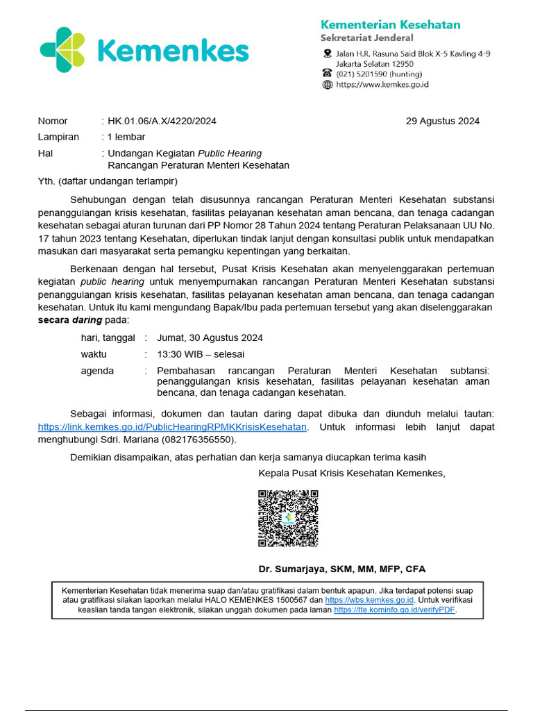 Daring - Undangan Public Hearing RPMK 30 Agustus | PDF