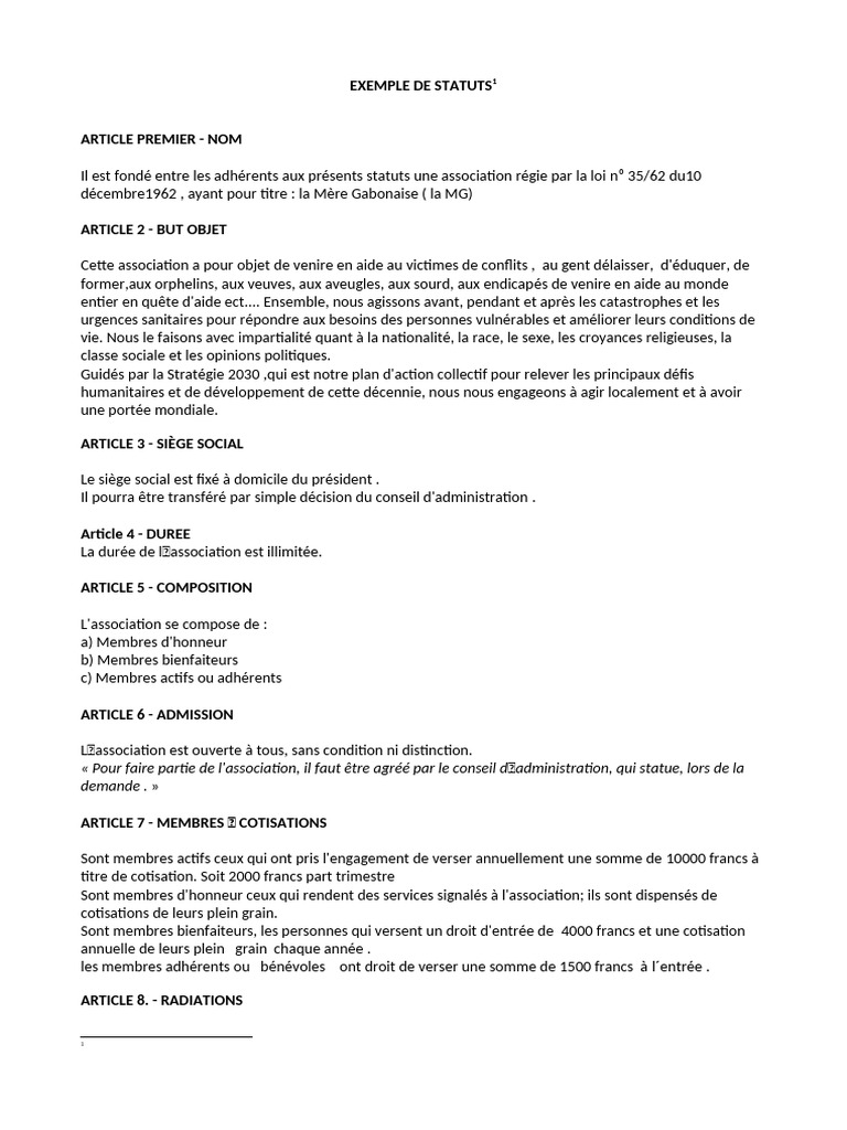 Exemple de Statuts | PDF