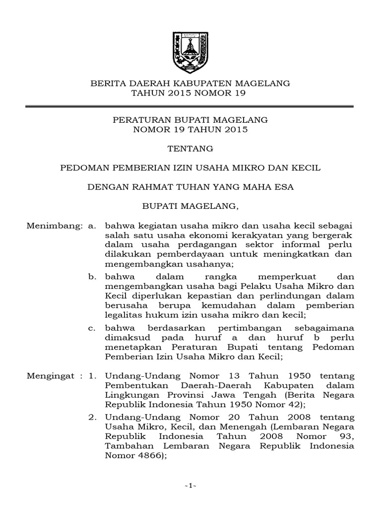 Perbup 19 2015 Pedoman Pemberian Iumk | PDF