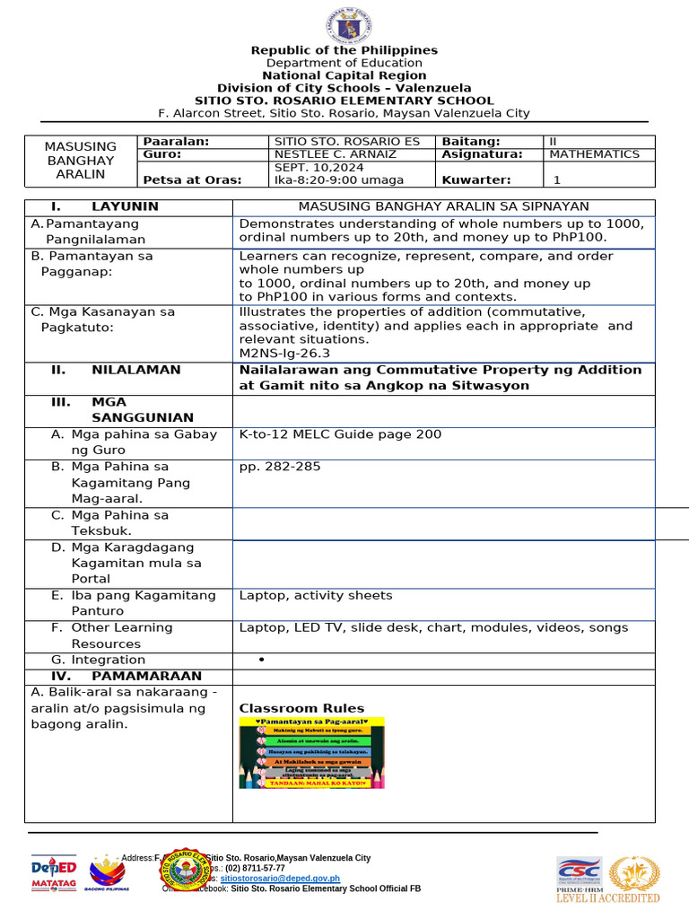 CO1 - Math 2-Properties of Addition | PDF
