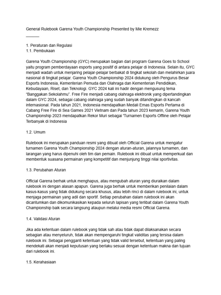 General Rulebook GYC 2024 | PDF | Business