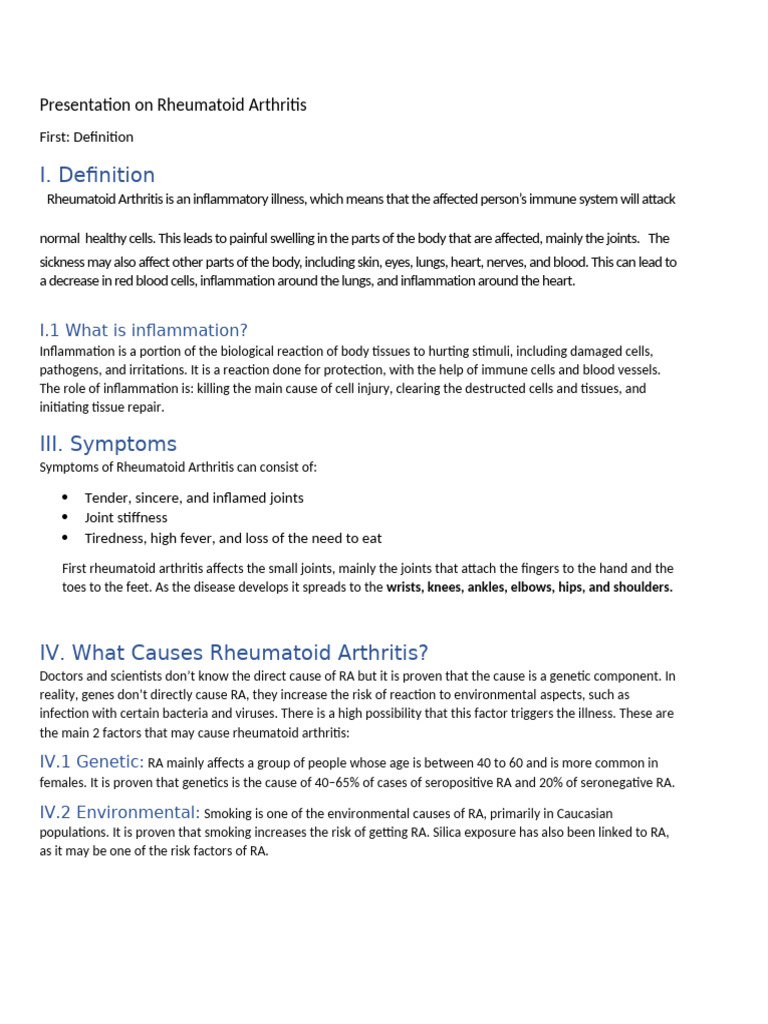 Presentation On Rheumatoid Arthritis Pdf 1307