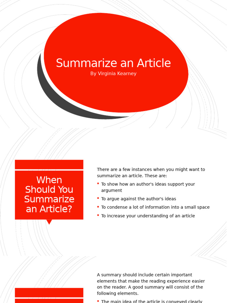 Summarize an Article | PDF
