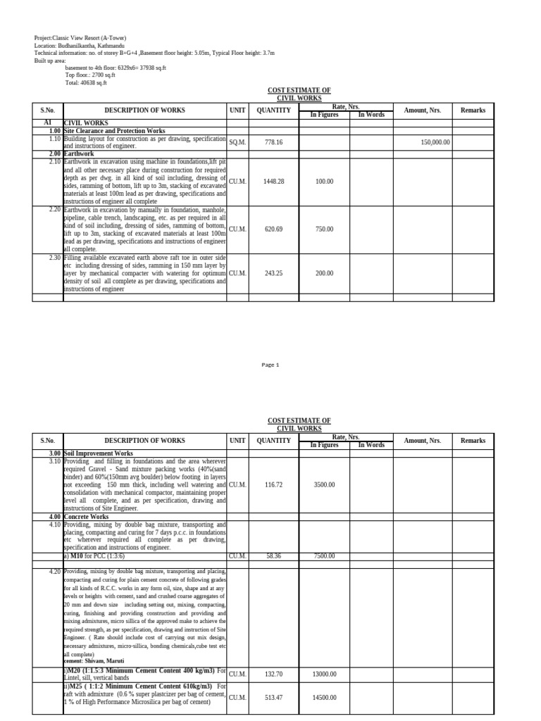 A-Tower Estimate Boq | PDF