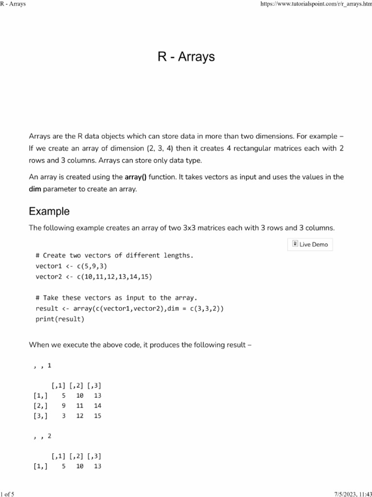 R Arrays (1) | PDF