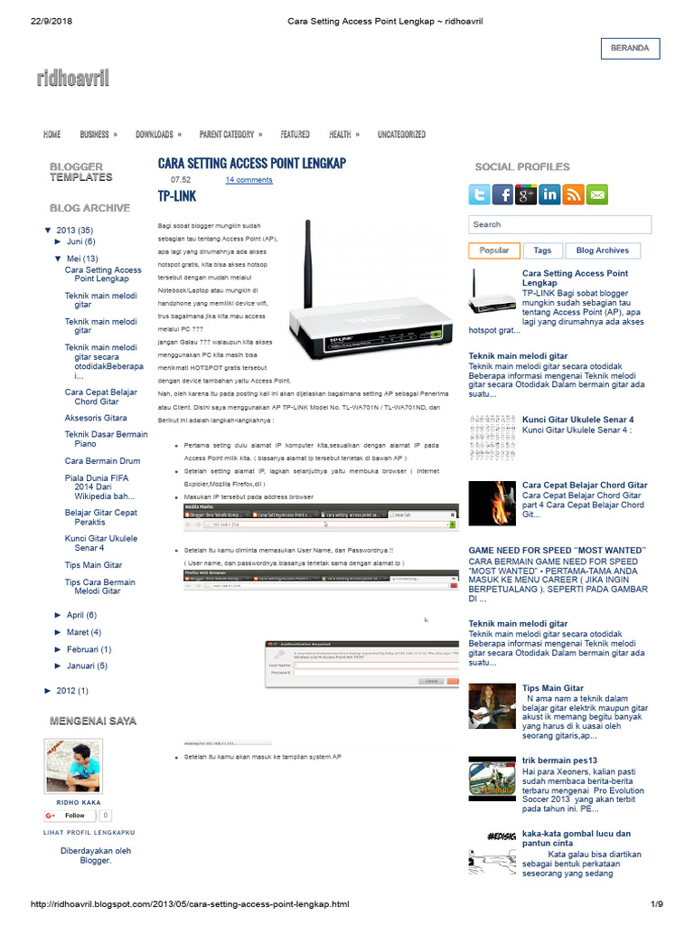 Cara Setting Access Point Lengkap | PDF