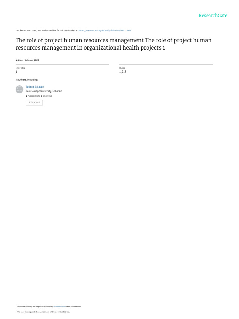 The Role of Project Human Resources Management The Role of Project ...