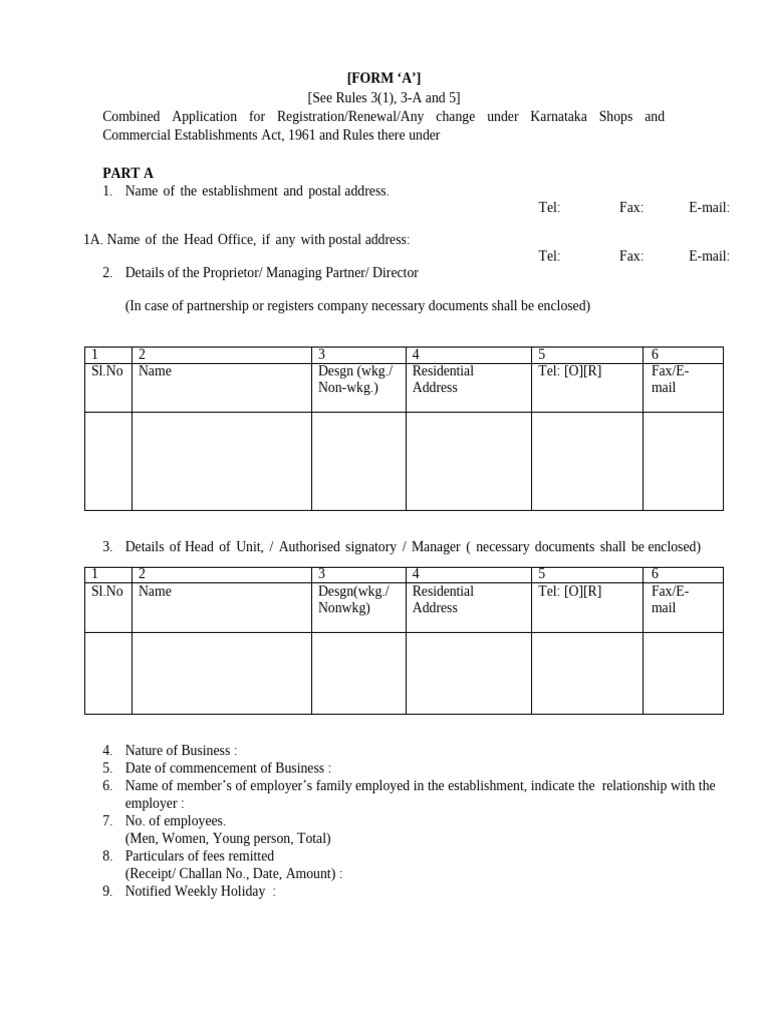 FORM A Karnataka S&E | PDF
