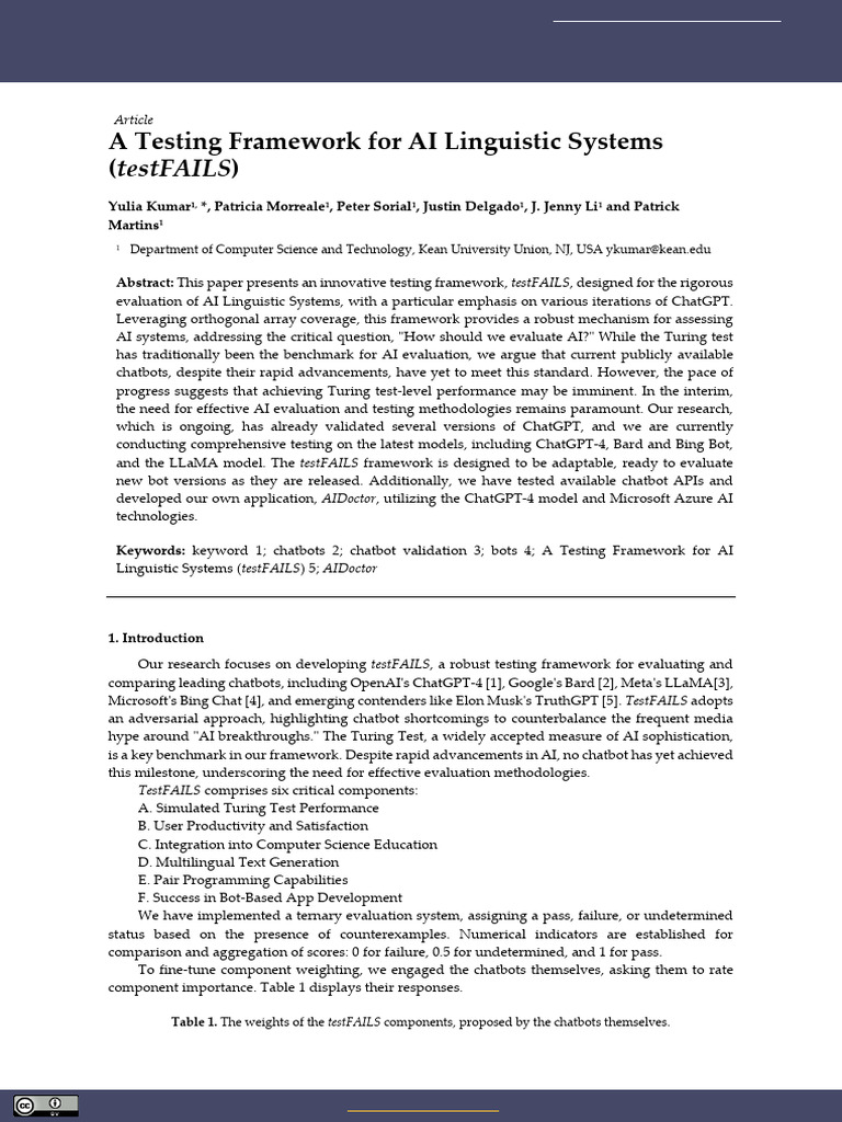 A Testing Framework For Ai Linguistic Systems Test Fails | PDF