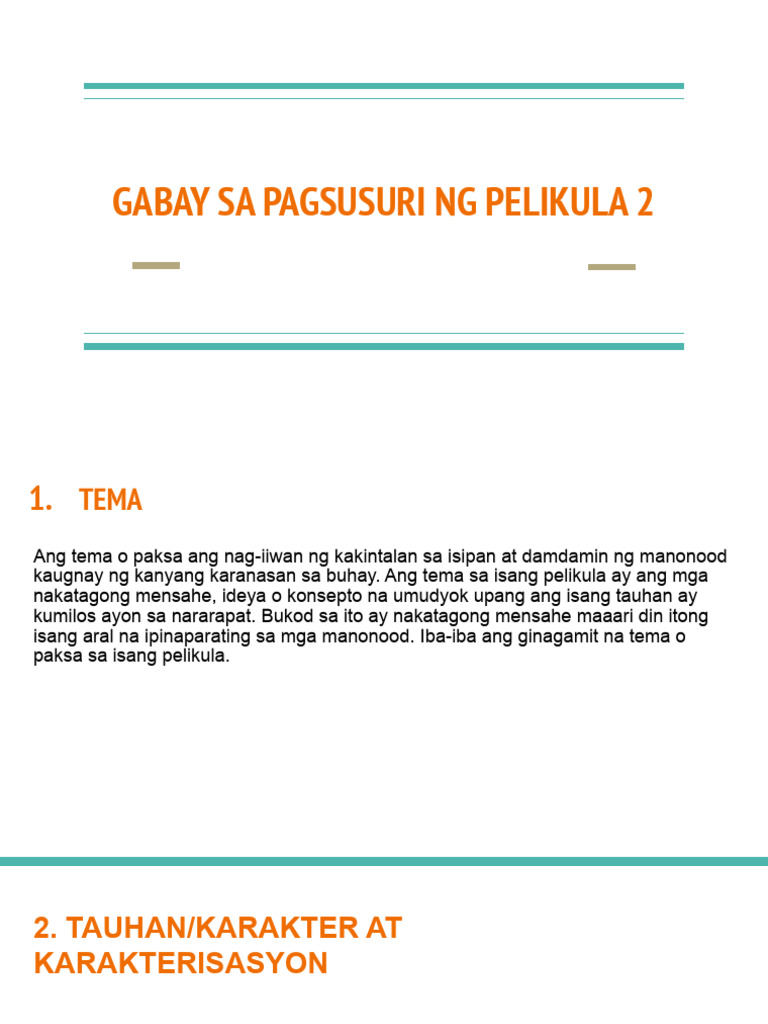 Gabay Sa Pagsusuri NG Pelikula 2 | PDF