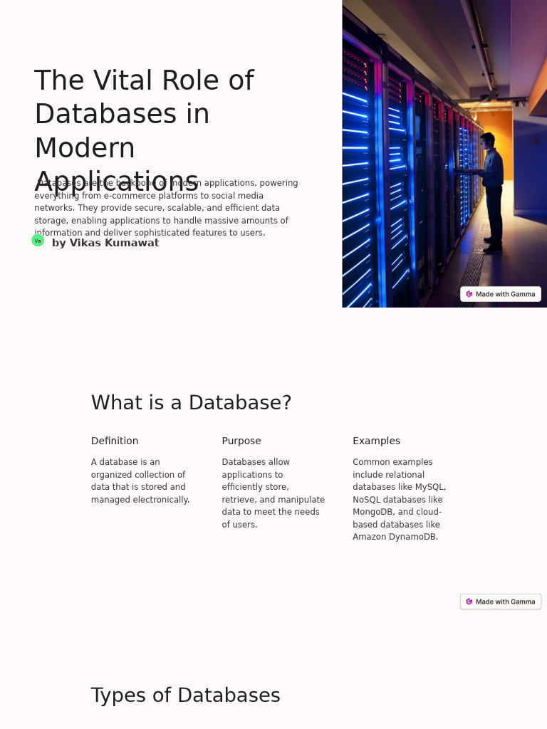 The Vital Role of Databases in Modern Applications | PDF | Databases | Technology & Engineering