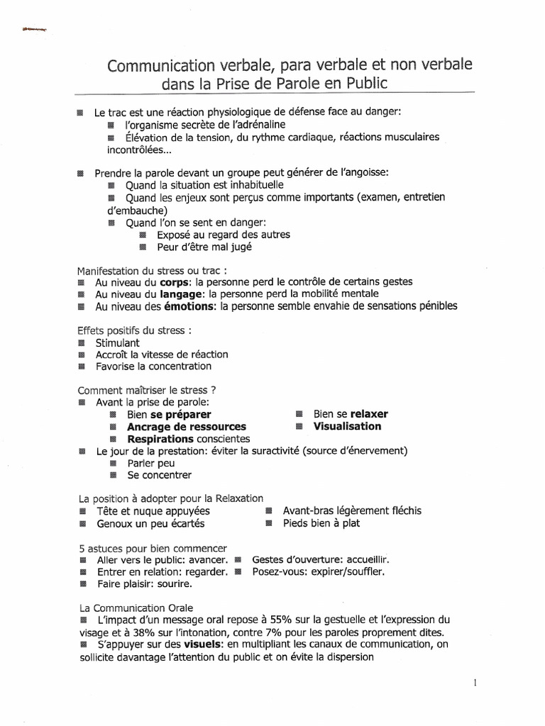 Communication Verbale, para Verbale Et Non Verbale | PDF