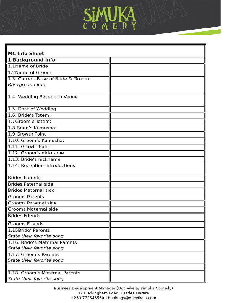 Vikela Information Sheet | PDF | Bride | Rituals