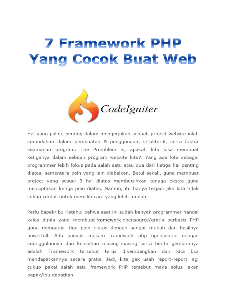 7 Framework PHP Yang Cocok Buat Web | PDF