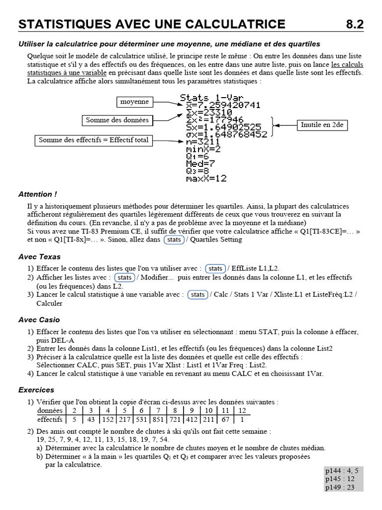 2-statistiques-calculatrice | PDF