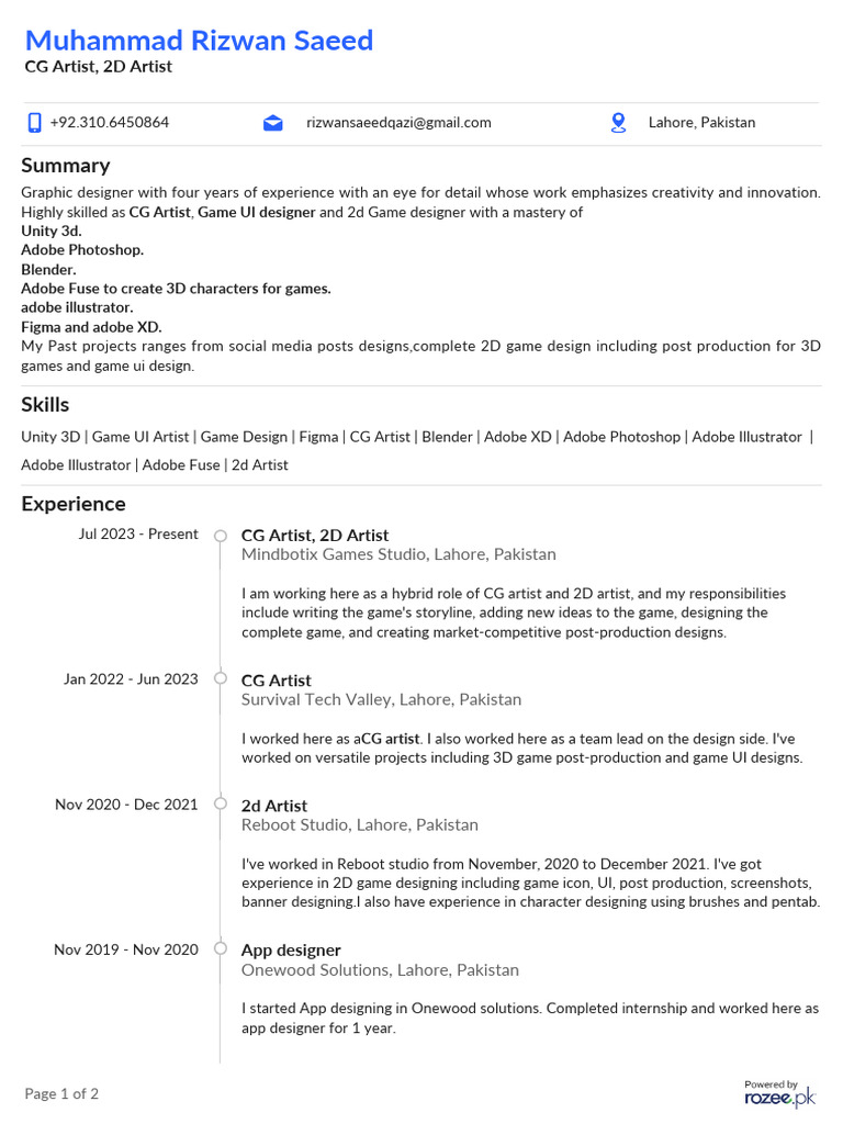 Muhammad Rizwan CG Artist | PDF