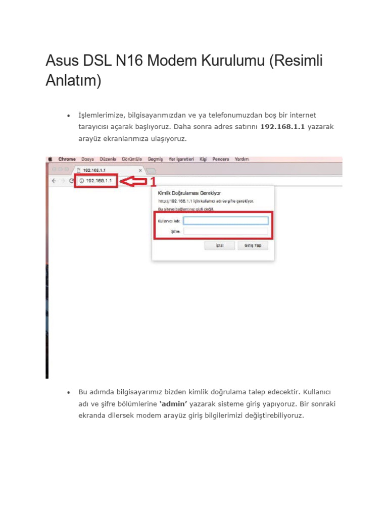 Asus DSL n16 Modem Kurulumu | PDF
