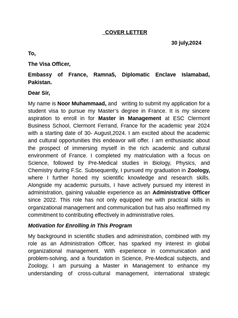 Motivation Letter | PDF