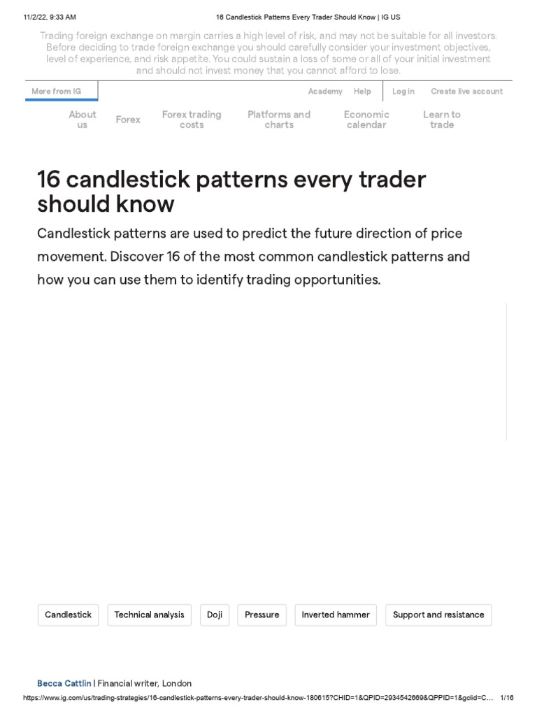 16 Candlestick Patterns Every Trader Should Know - IG US | PDF | Market Trend | Foreign Exchange ...